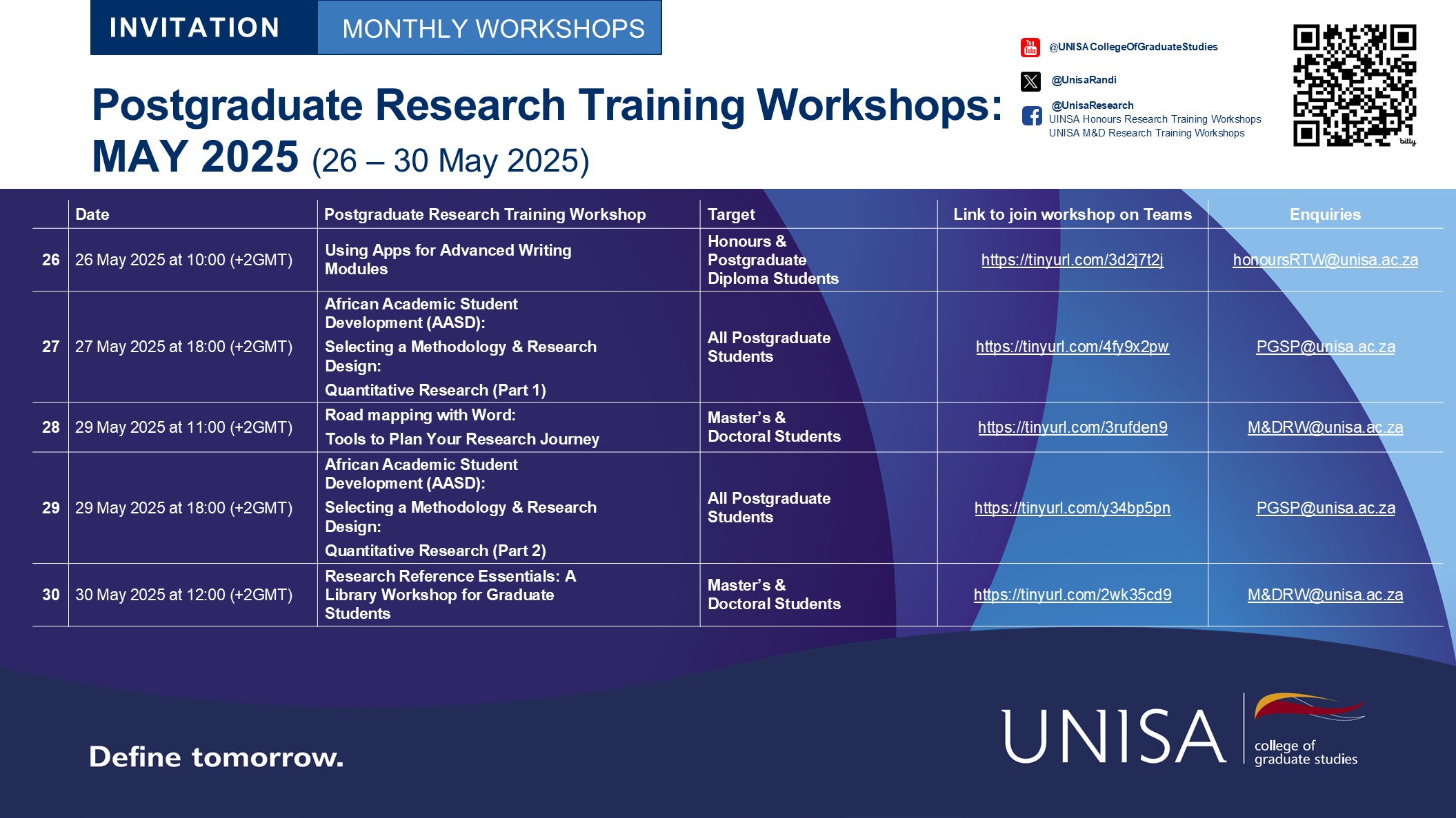 Postgraduate research training workshop: 'African Academic Student Development (AASD ...